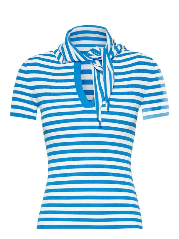 Max Mara Striped T-shirt With Detachable Scarf - White