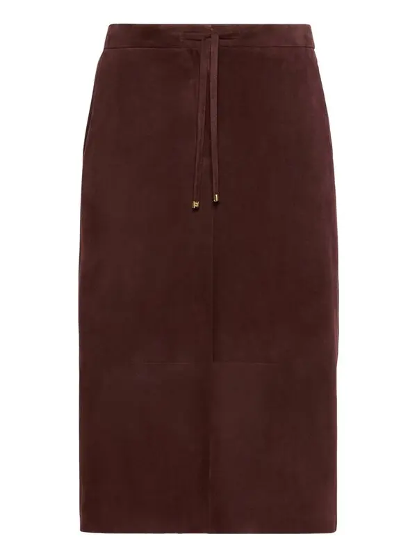 Max Mara Suede Midi Skirt - Burgundy