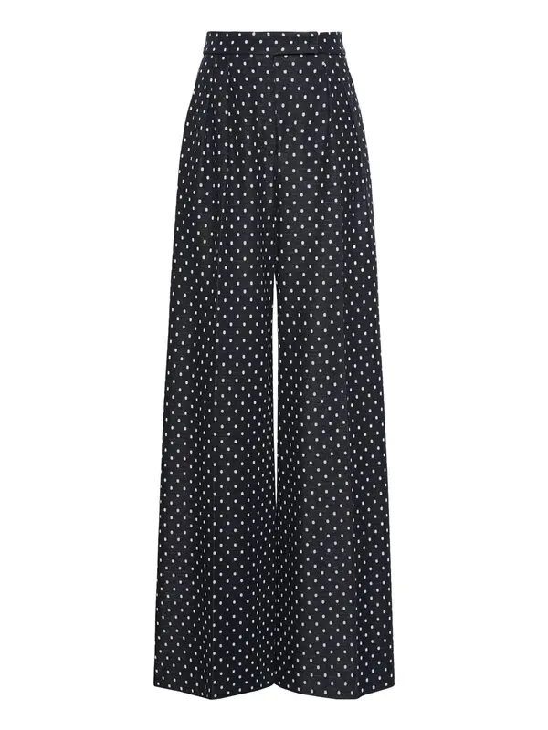 Max Mara Polka Dot Wide-leg Trousers - Navy