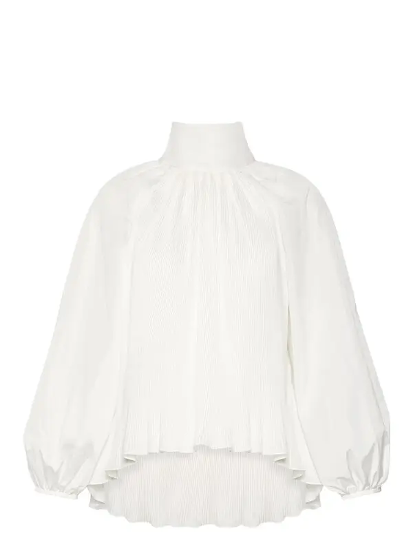 Max Mara Pleated Pussy-bow Blouse - White