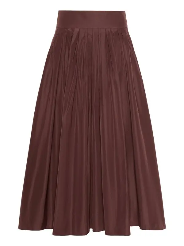 Max Mara Pleated Taffeta Maxi Skirt - Burgundy