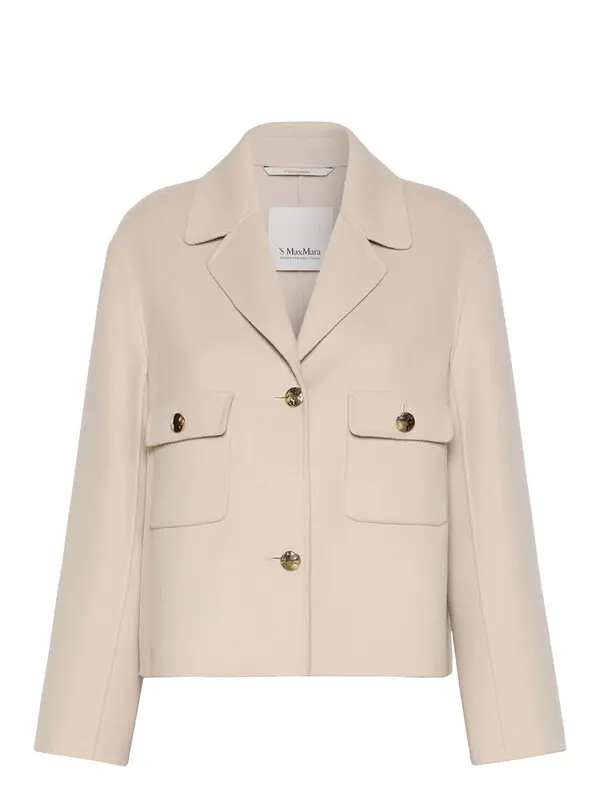 Max Mara Virgin Wool Short Jacket With Gold-tone Buttons - Beige