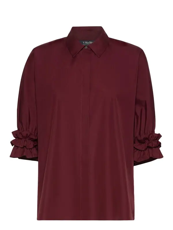 Max Mara Cotton Poplin Shirt With Flounced Cuffs - Red