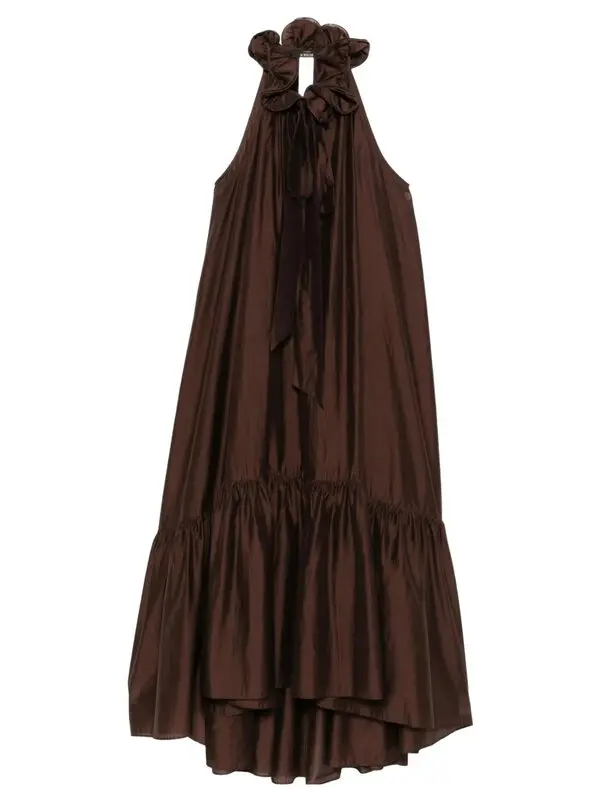 TWINSET Ruffled Sleeveless Halterneck Maxi Dress - Black