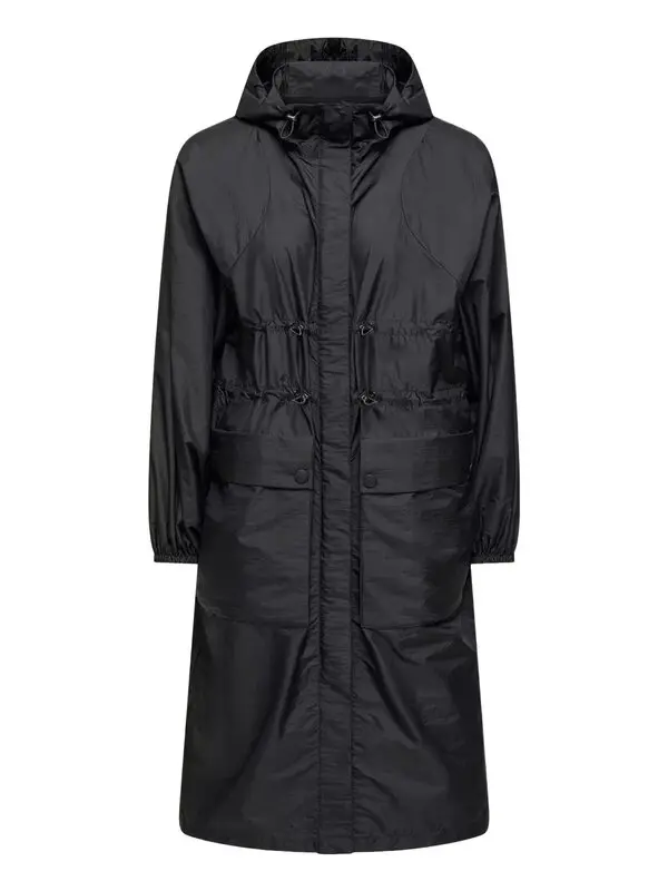 Moncler Drawstring Hooded Long Jacket - Black