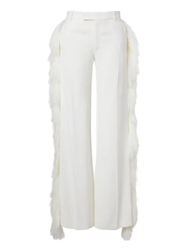 Phoebe Philo Fringed Wide-leg Trousers - White