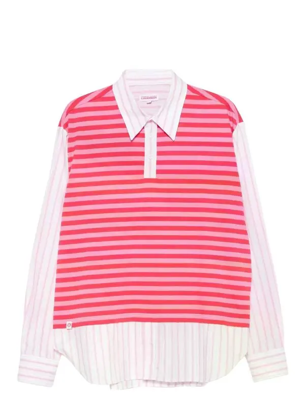 CHARLES JEFFREY Striped Polo Shirt - Pink
