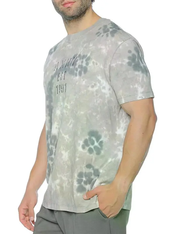Armani Exchange Tie-dye Logo-print T-shirt - Neutrals