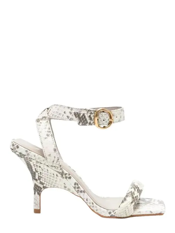 ANDREA CARRANO Snake-effect Buckle-fastening Sandals - Neutrals