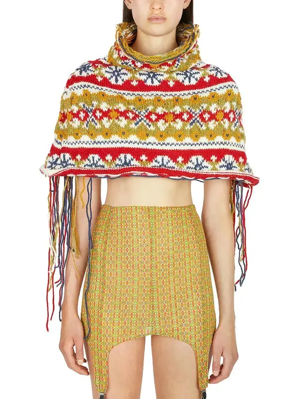 LOUISE LYNGH BJERREGAARD Intarsia High-neck Knit Top - Red
