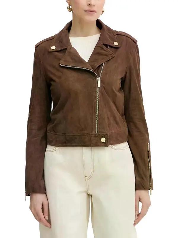 Armani Exchange Suede Biker Jacket - Brown