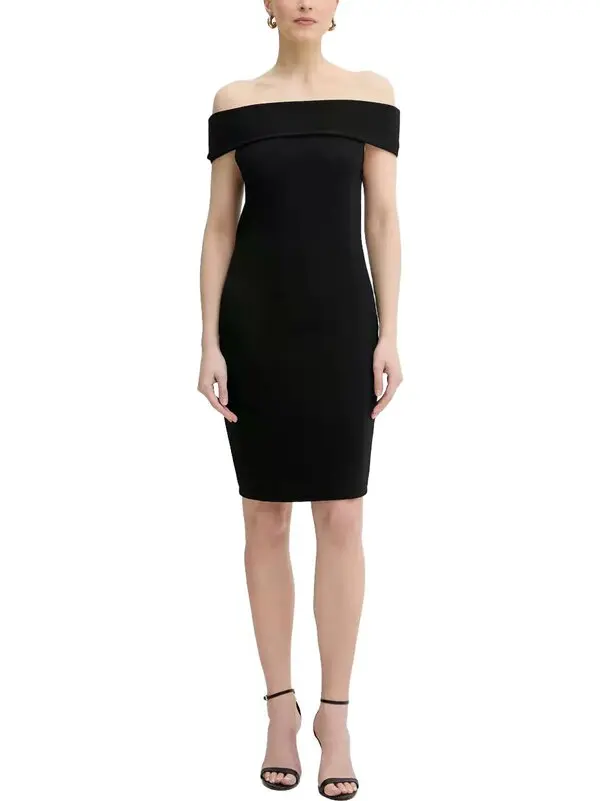 Armani Exchange Ribbed Off-shoulder Mini Dress - Black