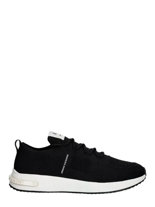 Armani Exchange Knitted Logo Print Sneakers - Black
