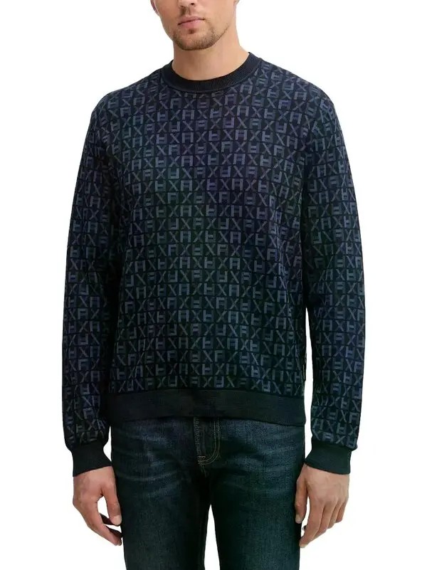 Armani Exchange Monogram Pattern Sweater - Blue
