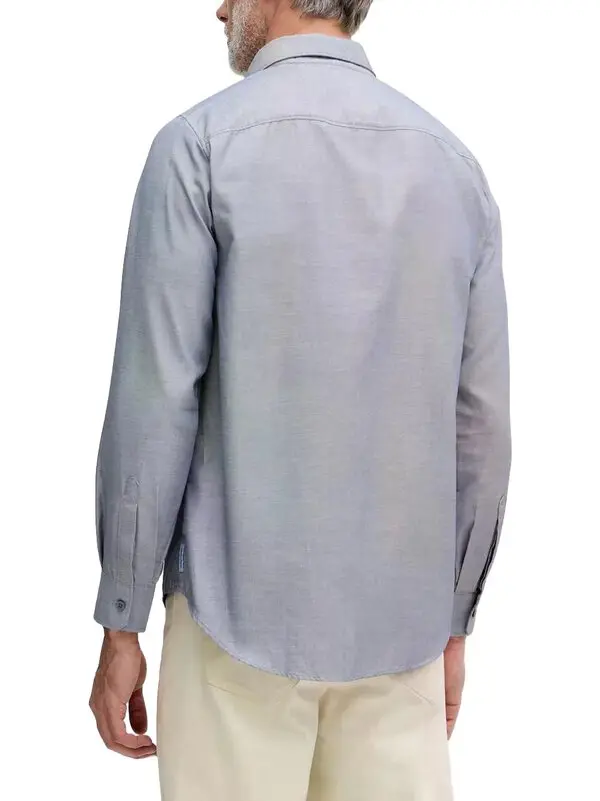 Armani Exchange Logo-embroidered Long-sleeve Shirt - Blue