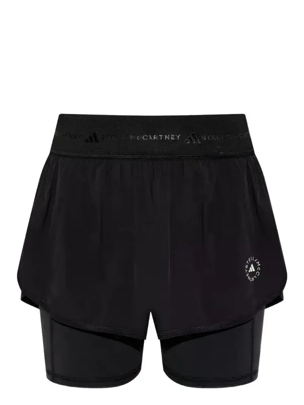Adidas By Stella McCartney 2-in-1 Logo-print Training Shorts - Black