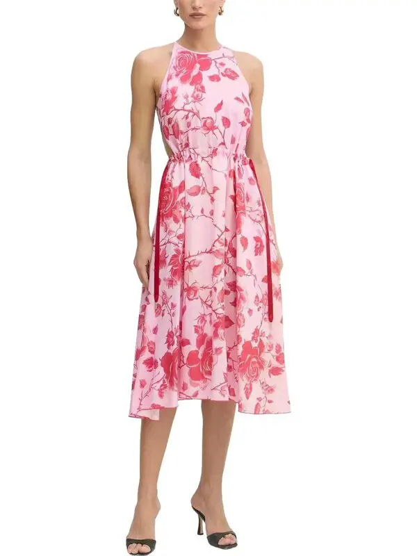 FRACOMINA Floral Print Halter Neck Midi Dress - Pink