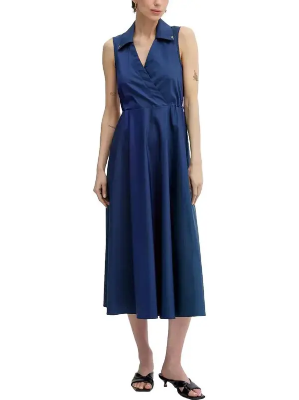 FRACOMINA Sleeveless Wrap Midi Dress - Blue