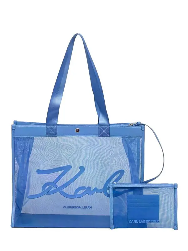 Karl Lagerfeld Mesh Logo Patch Tote Bag - Blue