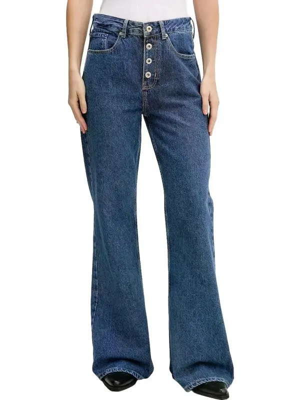 Karl Lagerfeld Button-fly Flared Jeans - Blue