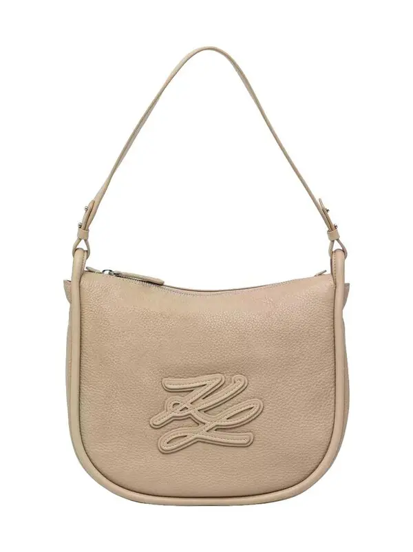 Karl Lagerfeld Monogram Patch Shoulder Bag - Neutrals