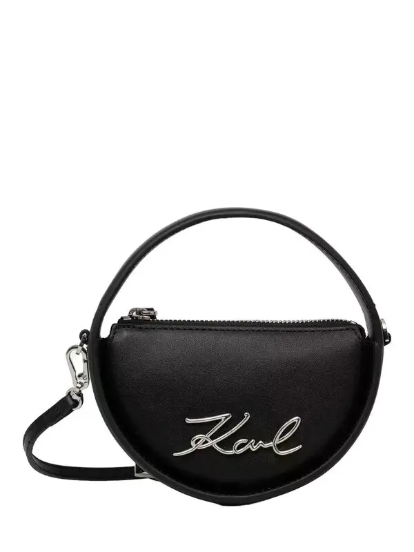 Karl Lagerfeld Logo Plaque Circular Crossbody Bag - Black