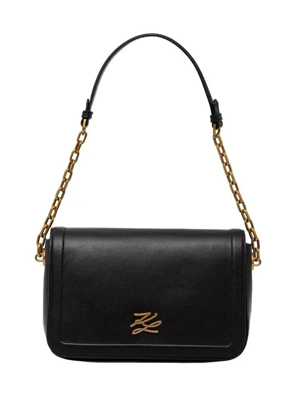 Karl Lagerfeld Logo Plaque Chain-link Shoulder Bag - Black