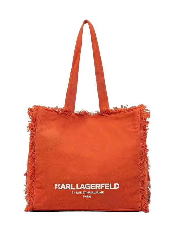 Karl Lagerfeld Fringed Logo-print Tote Bag - Orange