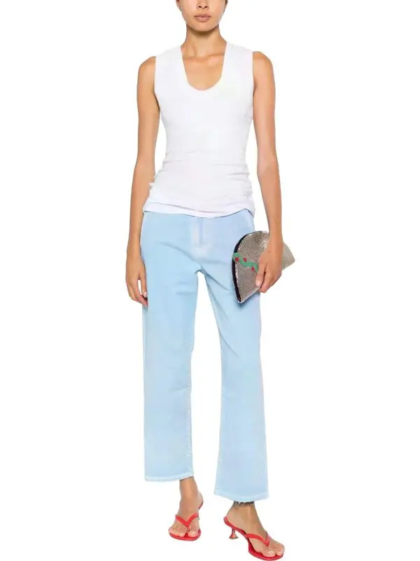 ODEEH Logo-embroidered Frayed Jeans - Blue