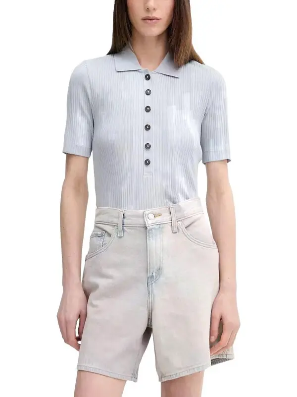 Marc O'polo Ribbed Knit Polo Shirt - Blue