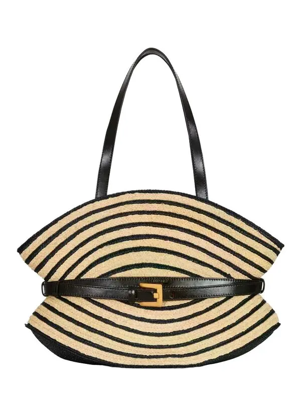 Balmain Medium Raffia Tote Bag - Black