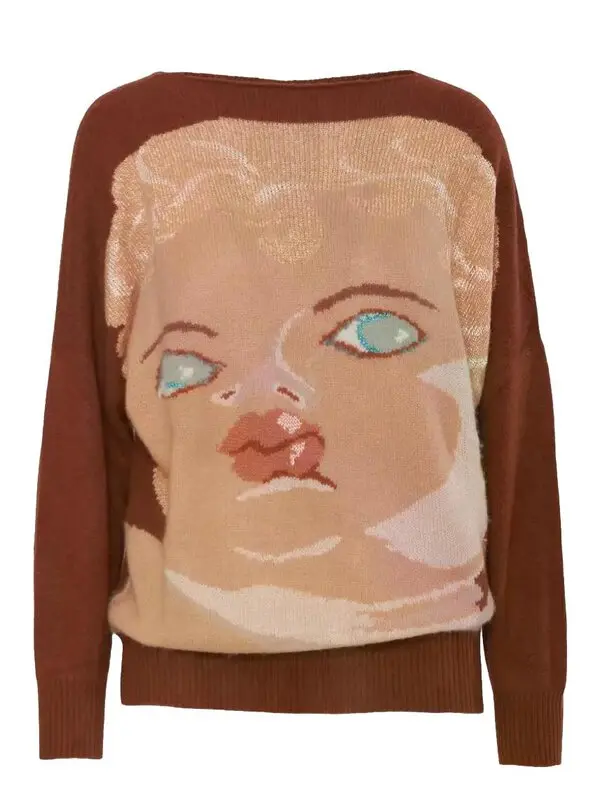 KRIZIA 1990-91 Intarsia Knit Sweater - Brown
