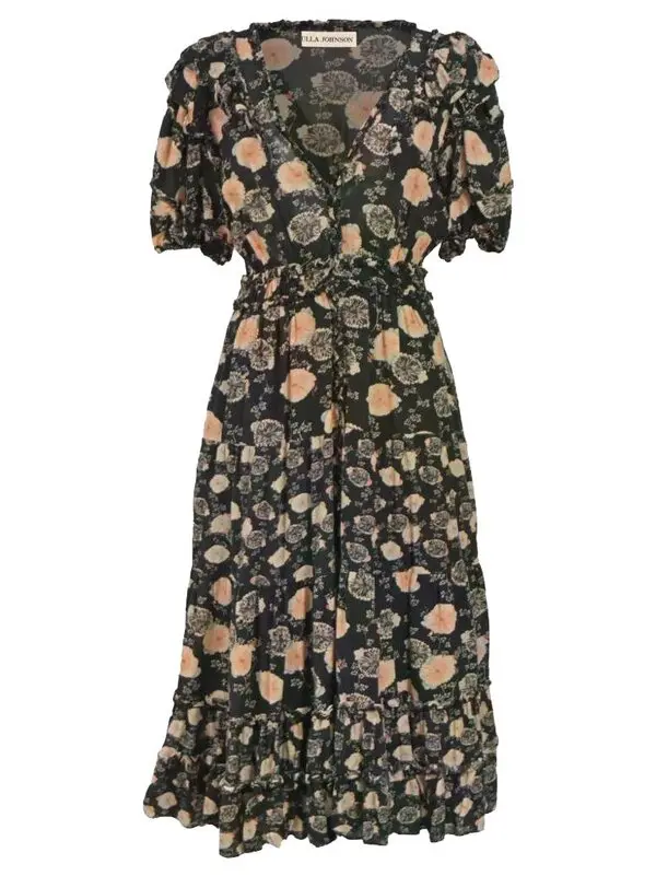 Ulla Johnson Ruffled Floral-print Dress - Black