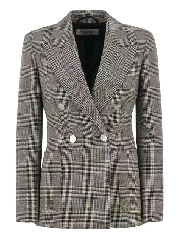 Max Mara Prince Of Wales Check Double-breasted Blazer - Grey