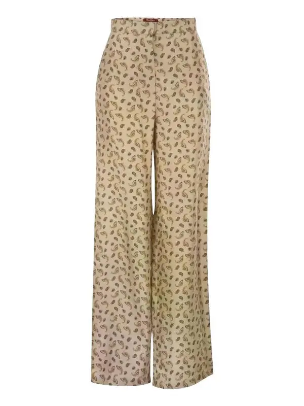 Max Mara Silk Paisley Print Palazzo Pants - Neutrals