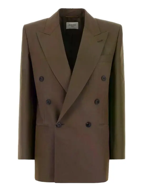 Saint Laurent Peak Lapel Double-breasted Blazer - Brown