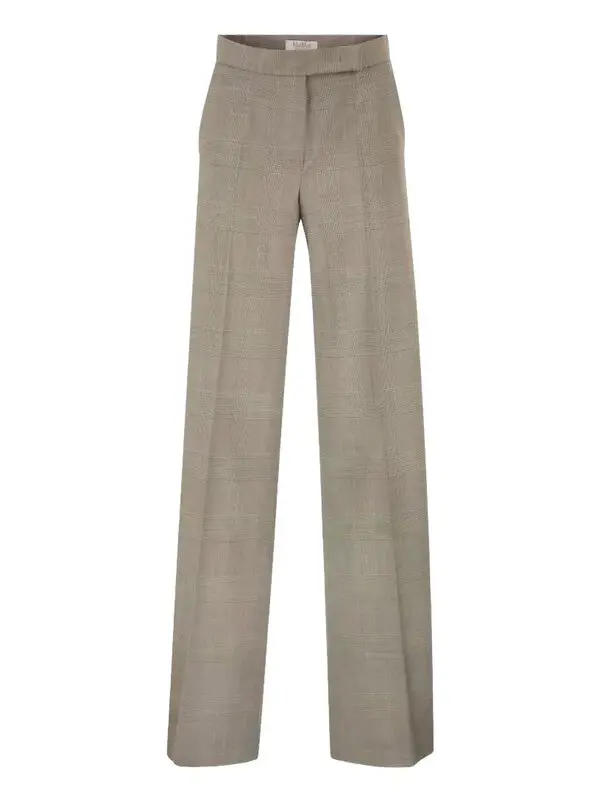 Max Mara Prince Of Wales Check Virgin Wool Trousers - Neutrals
