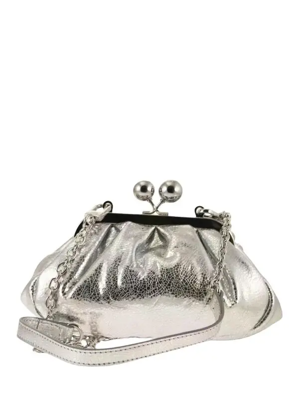 Max Mara Gathered Leather Shoulder Bag - Silver