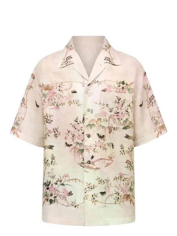 Paul & Joe Phil Printed Camp-collar Shirt - Neutrals