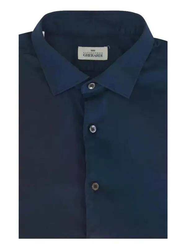 ALESSANDRO GHERARDI Classic-collar Curved-hem Shirt - Blue