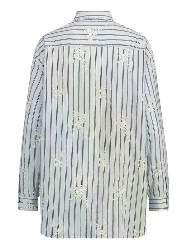 Paul & Joe Striped Shirt With Floral Embroidery - Blue