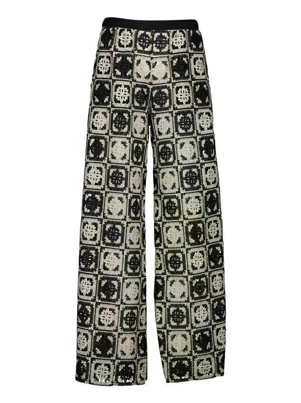 La DoubleJ Crochet Knit Trousers With Sequins - Black