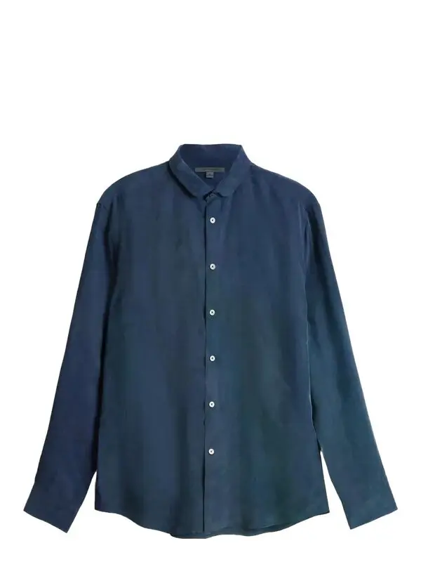 John Varvatos Orchard Round-collar Long-sleeve Shirt - Blue