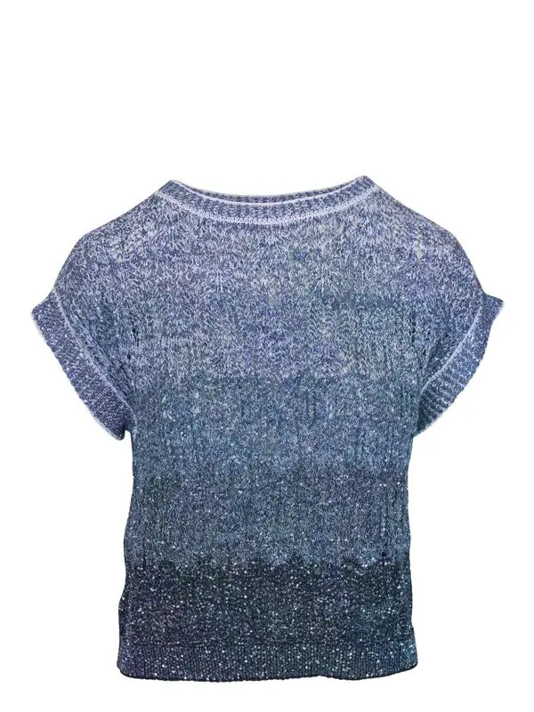 D.exterior Sequin-embellished Ombre Effect Top - Blue