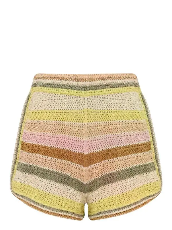 Zimmermann Indra Stripe Crochet Shorts - Neutrals