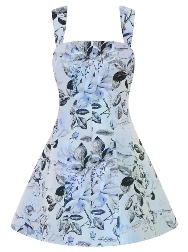 MILLY Elodie Floral-jacquard Mini Dress - Blue