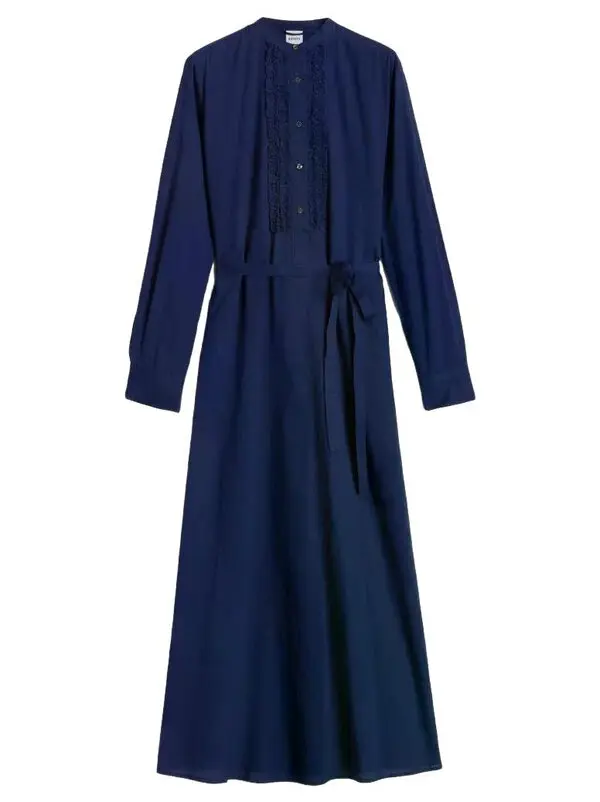 Aspesi Belted Midi Dress With Ruffled Detailing - Blue