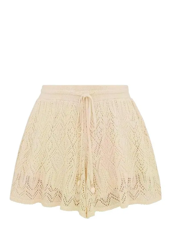 Zimmermann Mahon Crochet-knit Drawstring Shorts - Neutrals