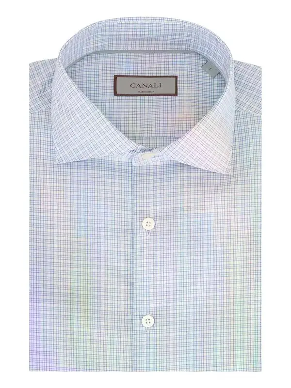 Canali Check-pattern Button-down Cotton Shirt - Blue