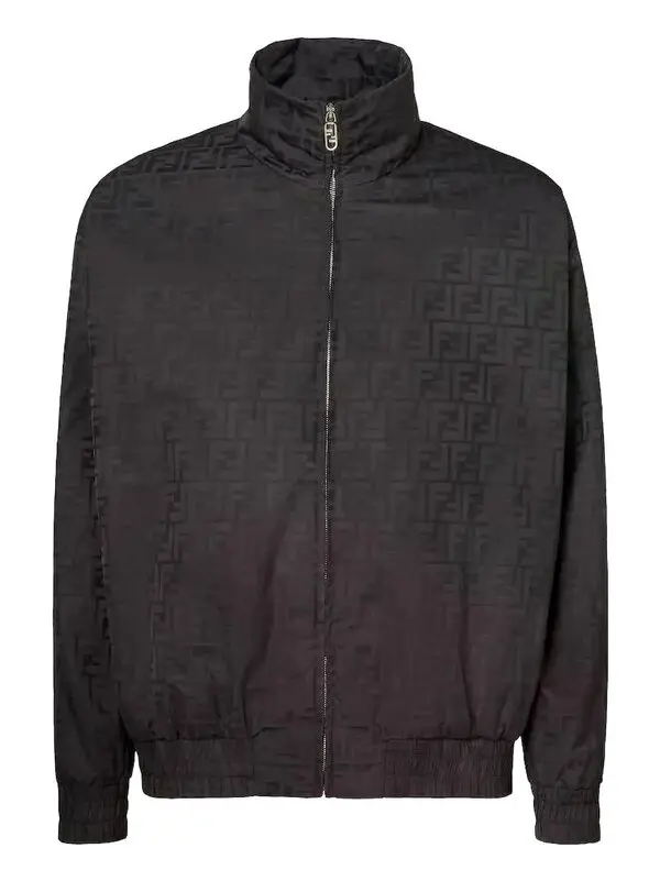 Fendi Ff-motif Zip-up Jacket - Charcoal Grey